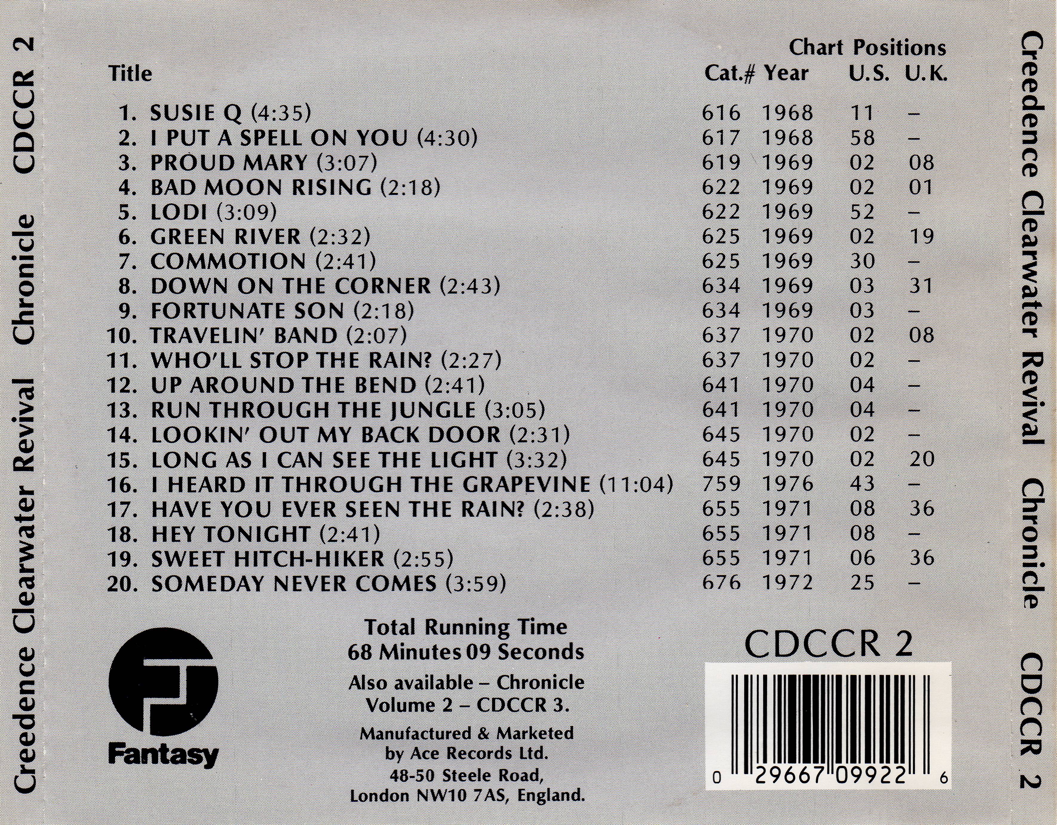 Creedence Clearwater Revival Chronicle : Back UK | CD Covers | Cover ...